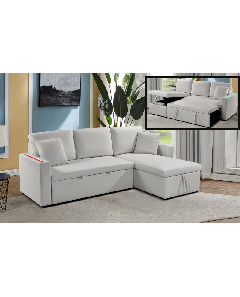 MEGA DIVANO LETTO ANGOLARE CONTENITORE REVERSIBILE DIVANO BIANCO ...