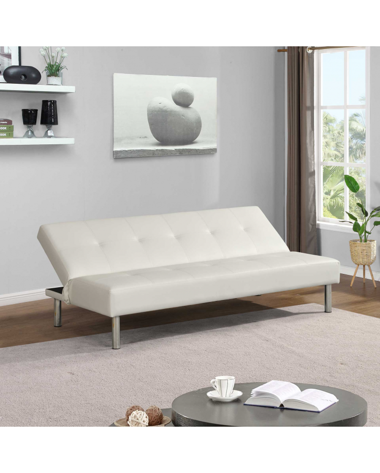 DIVANO LETTO ECOPELLE BIANCO - RECLINABILE 3 POSTI - CASA - UFFICIO ...