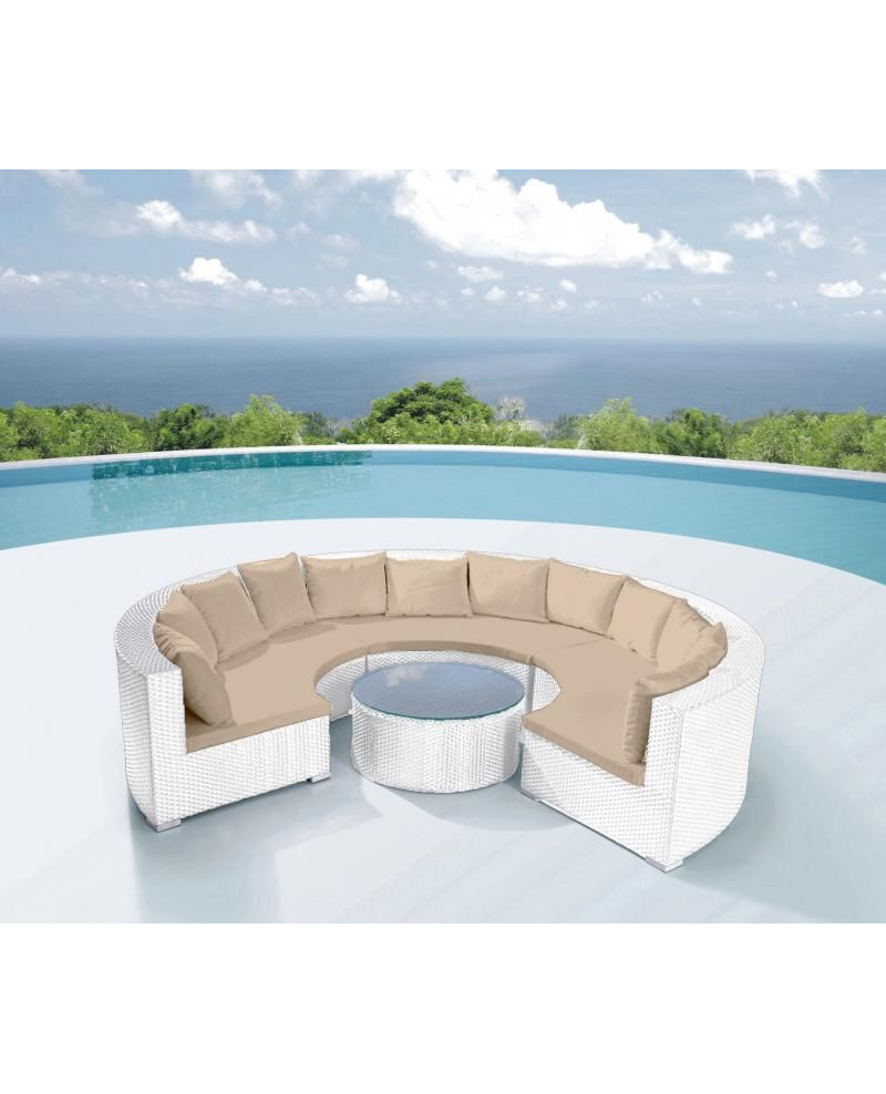 DIVANO RATTAN GIARDINO ESTERNO ROTONDO S8 BIANCO - ARREDAMENTO PER ...