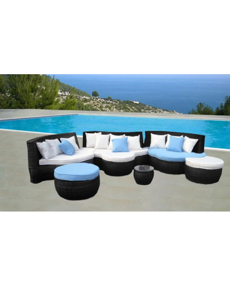 DIVANO RATTAN DESIGN GIARDINO ESTERNO POUF S4 - ARREDAMENTO PER ESTERNO ...